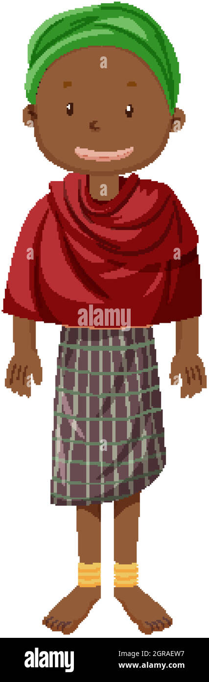 Ethnic people of African tribes in traditional clothing cartoon ...