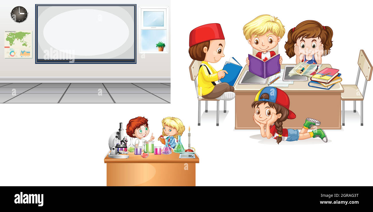 Classroom with whiteboard and map Stock Vector Image & Art - Alamy