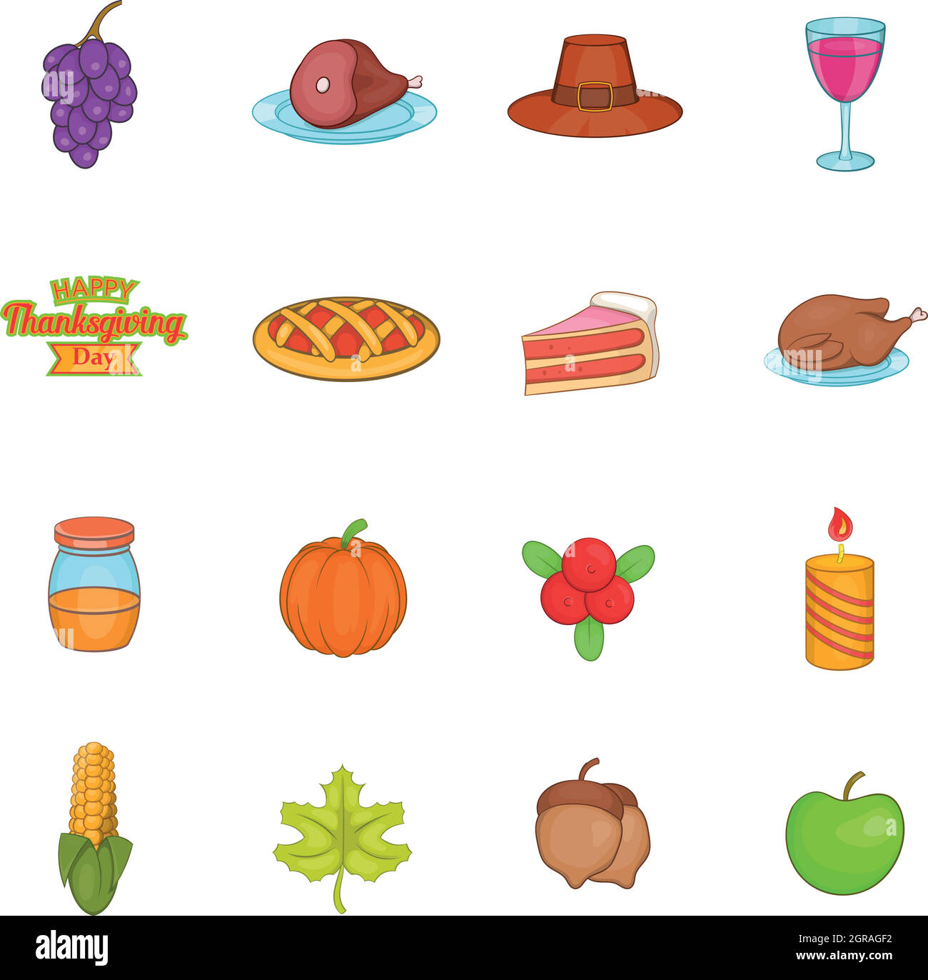 Thanksgiving icons set, cartoon style Stock Vector Image & Art - Alamy