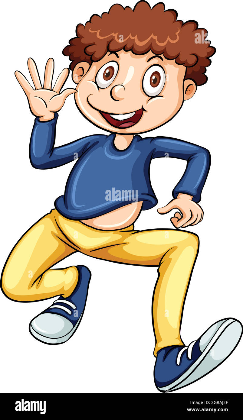 Cartoon happy man waving hi-res stock photography and images - Alamy