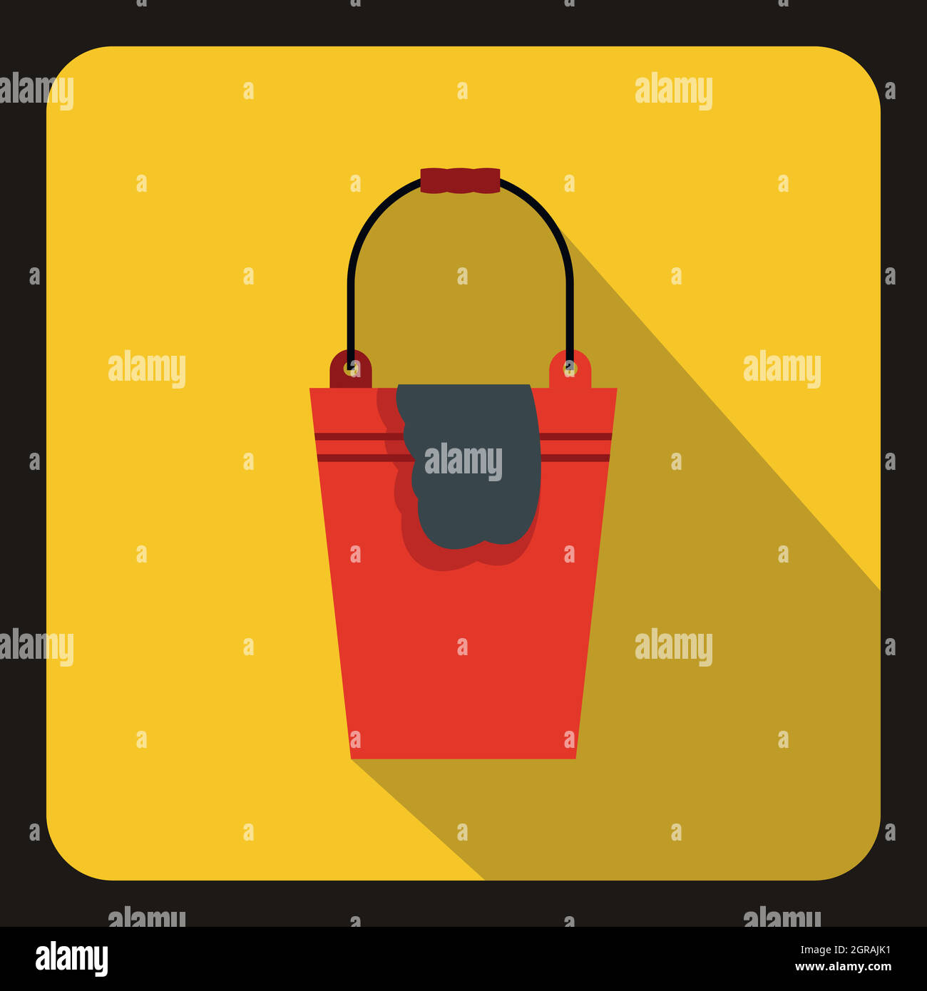 Red bucket and rag icon, flat style Stock Vector Image & Art - Alamy