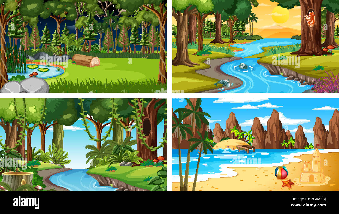 Four different nature horizontal scenes Stock Vector Image & Art - Alamy