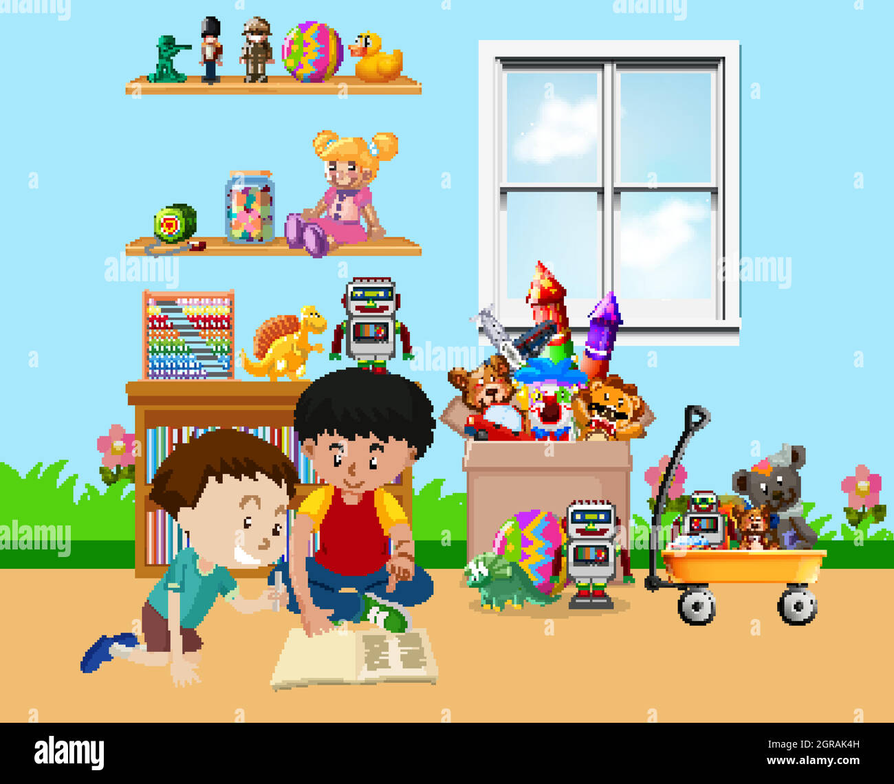 Scene with kids playing in the room Stock Vector Image & Art - Alamy