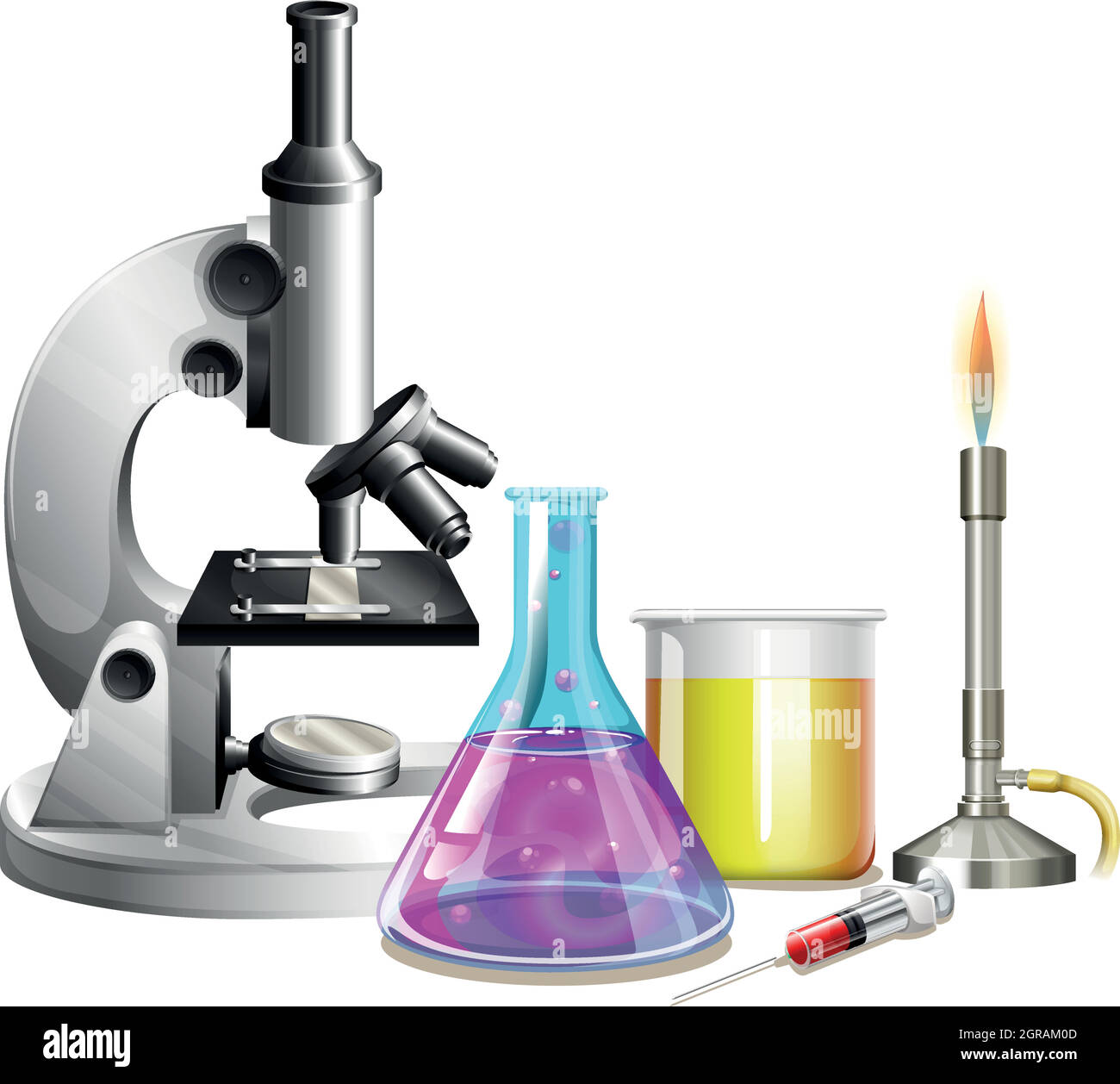 Microscope and beakers with liquid Stock Vector Image & Art - Alamy