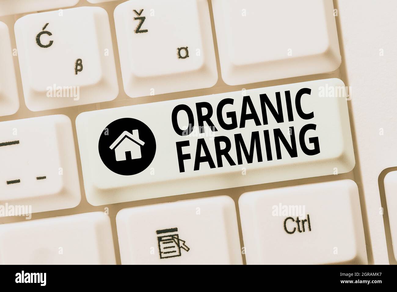 Text sign showing Organic Farming. Word for an integrated farming ...