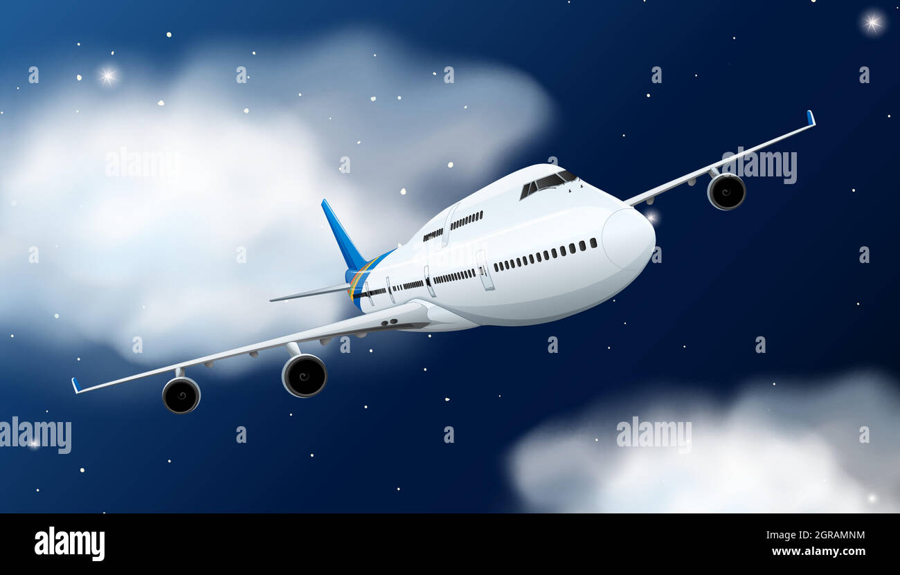 Aircraft Flying In Night Sky Stock Vector Images - Alamy