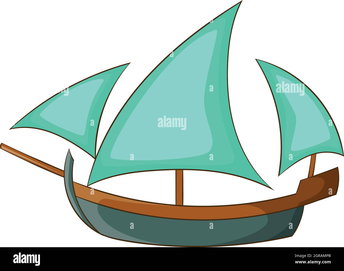 Three sailing wooden ship icon, cartoon style Stock Vector Image & Art ...