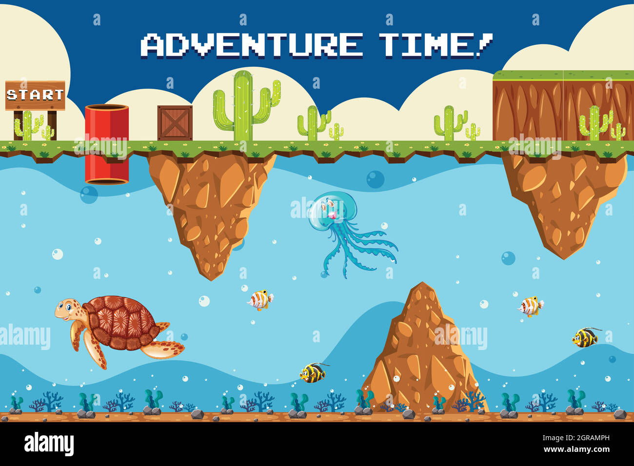 Adventure Game Underwater Theme at Start Point Stock Vector Image & Art ...