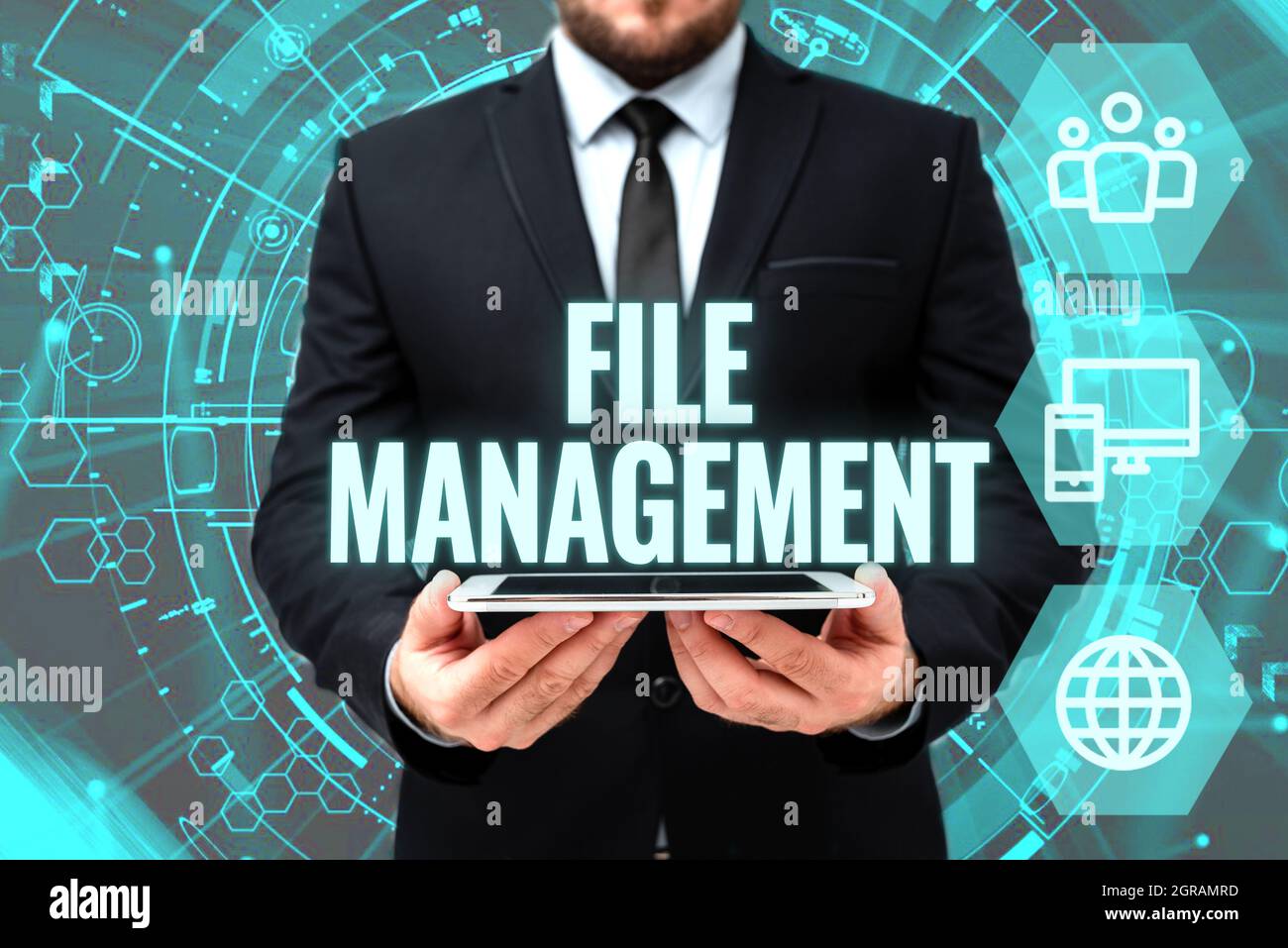 Hand writing sign File Management. Concept meaning computer program that provides user interface ...