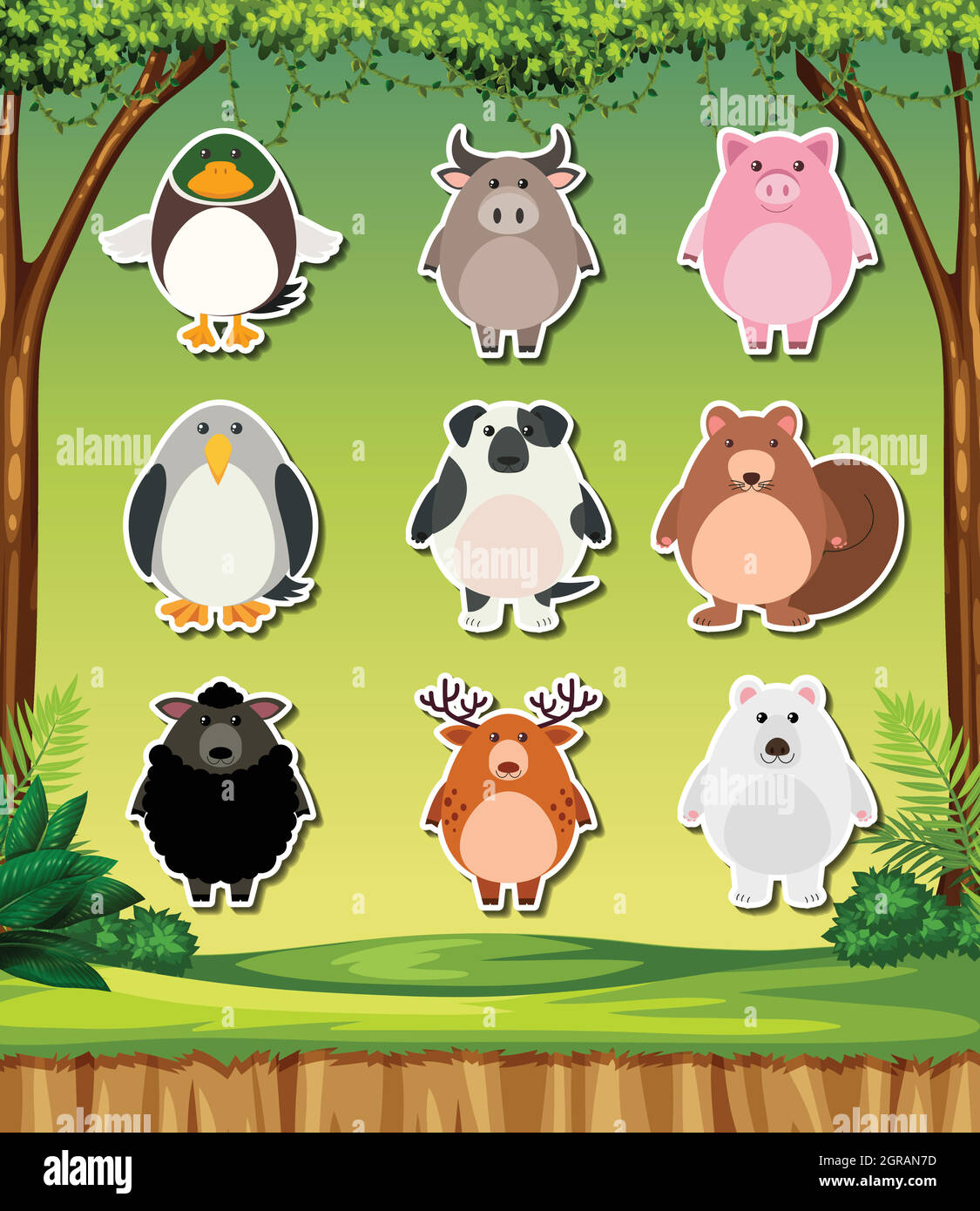 Duck with green background Stock Vector Images - Alamy