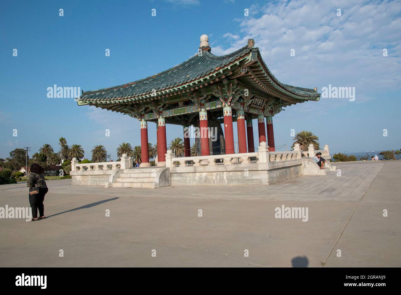 The Korean Friendship Bell sits on a cliff overlooking the Pacific ...
