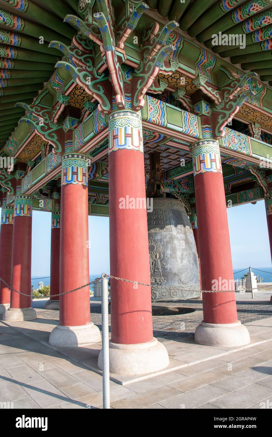 The Korean Friendship Bell sits on a cliff overlooking the Pacific ...