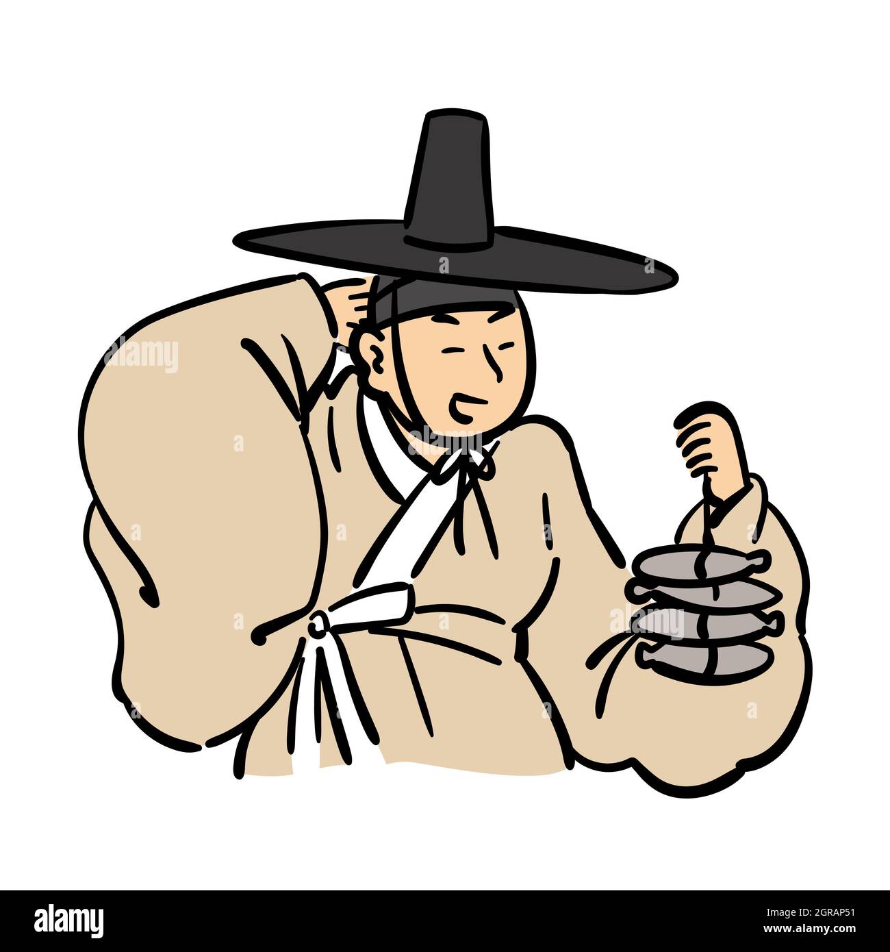 Seonbi, Korean scholar with Hanbok holding Younggwang Gulbi, dried ...