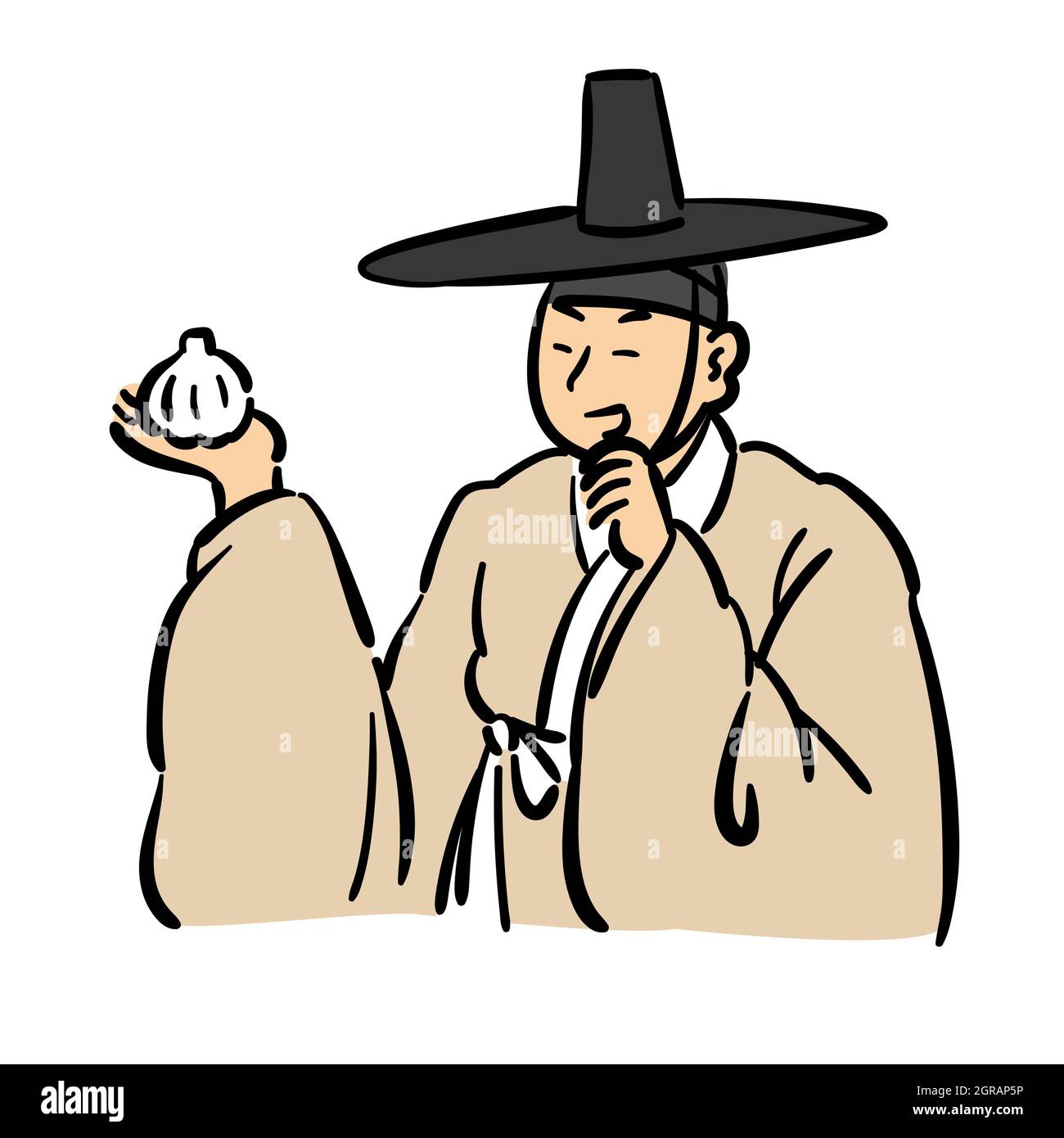 Seonbi, Korean scholar with Hanbok holding Uiseong Garlic Stock Photo - Alamy