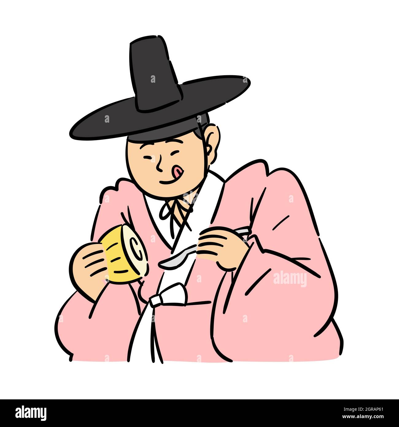 Seonbi, Korean scholar with Hanbok holding Seongju Korean Melon Stock ...