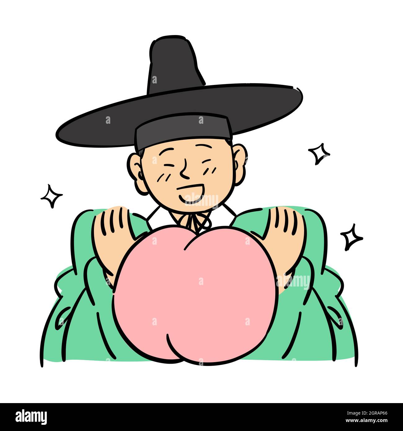 Seonbi, Korean scholar with Hanbok holding Cheongdo peach Stock Photo ...