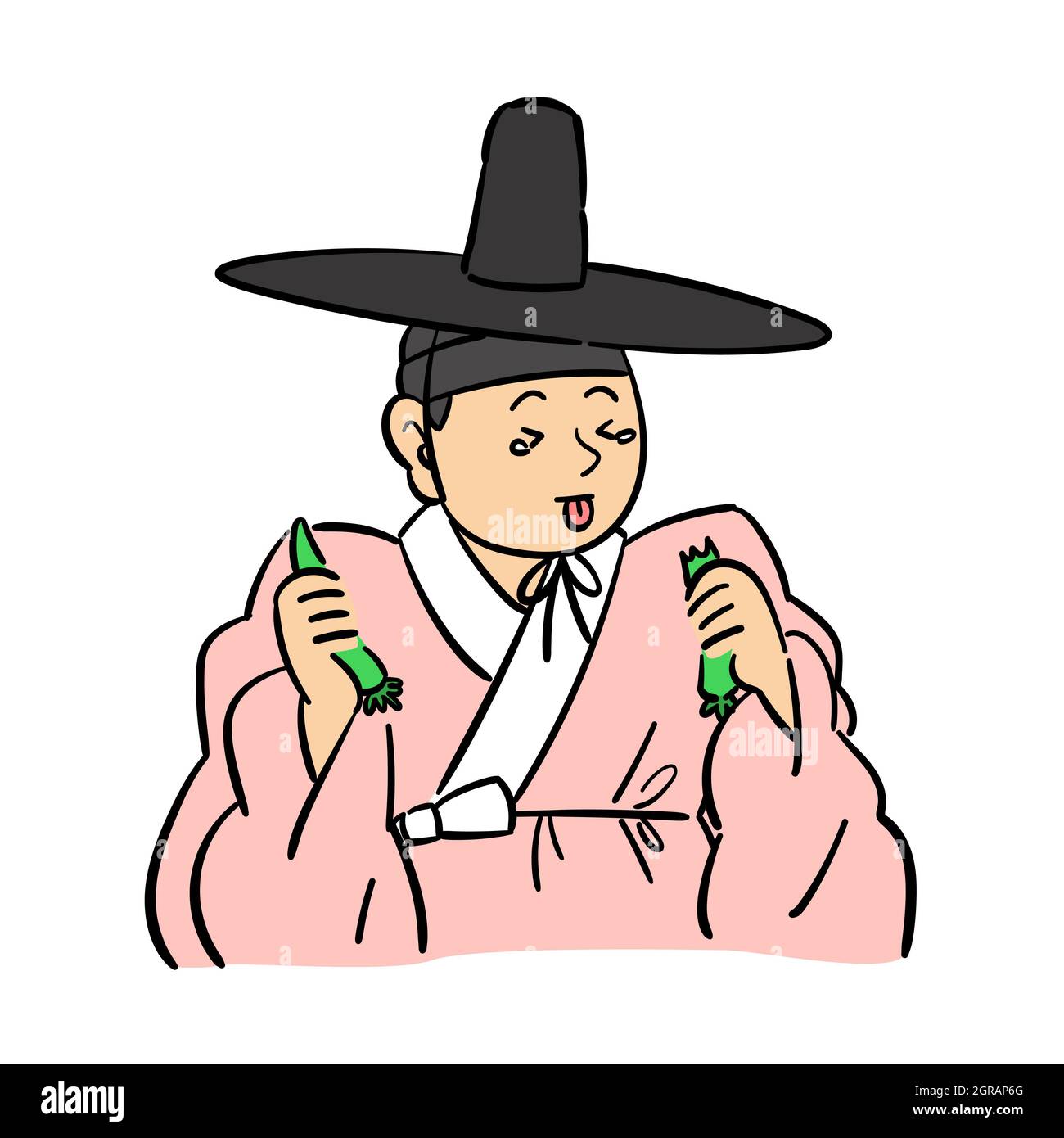 Seonbi, Korean scholar with Hanbok holding Yeongyang pepper Stock Photo ...