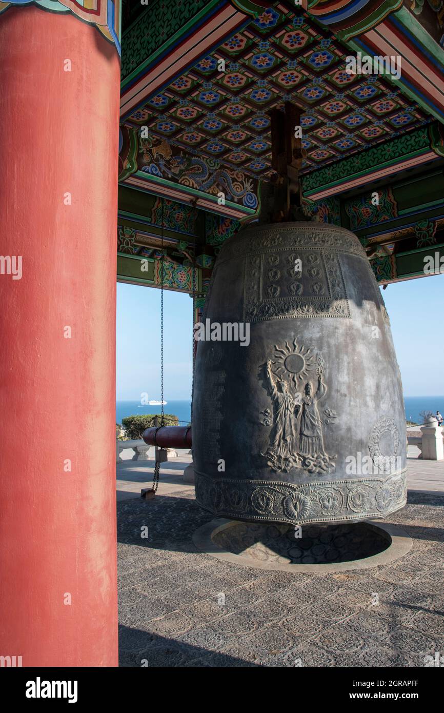 The Korean Friendship Bell sits on a cliff overlooking the Pacific ...