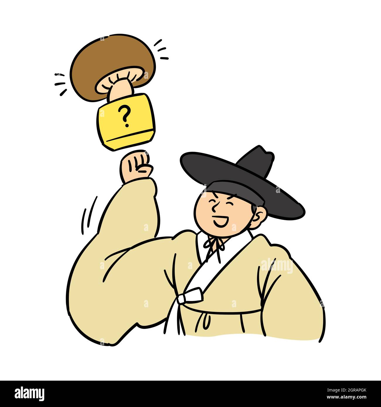 Seonbi, Korean scholar with Hanbok holding Jangheung oak mushroom Stock ...