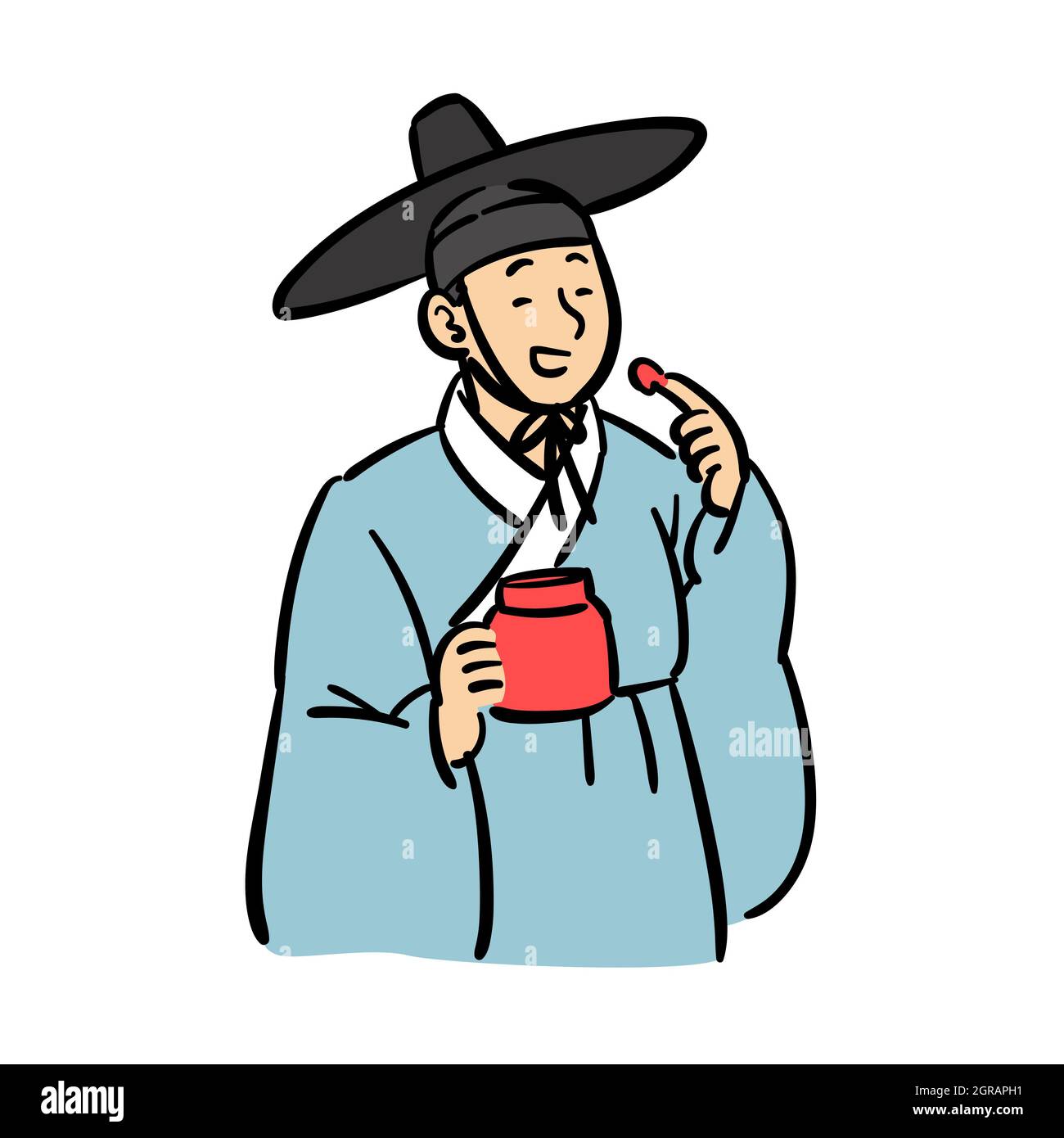 Seonbi, Korean scholar with Hanbok holding Sunchang Gochujang Stock ...