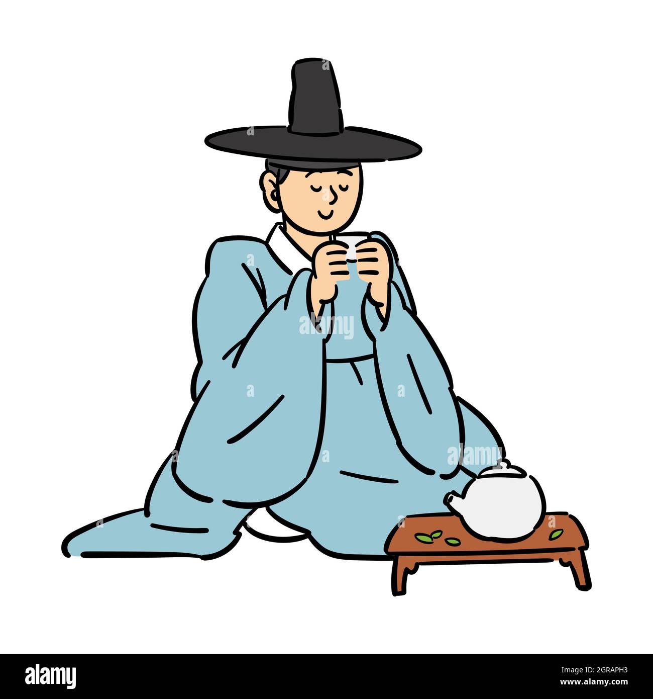 Seonbi, Korean scholar with Hanbok holding Boseong Green Tea Stock ...