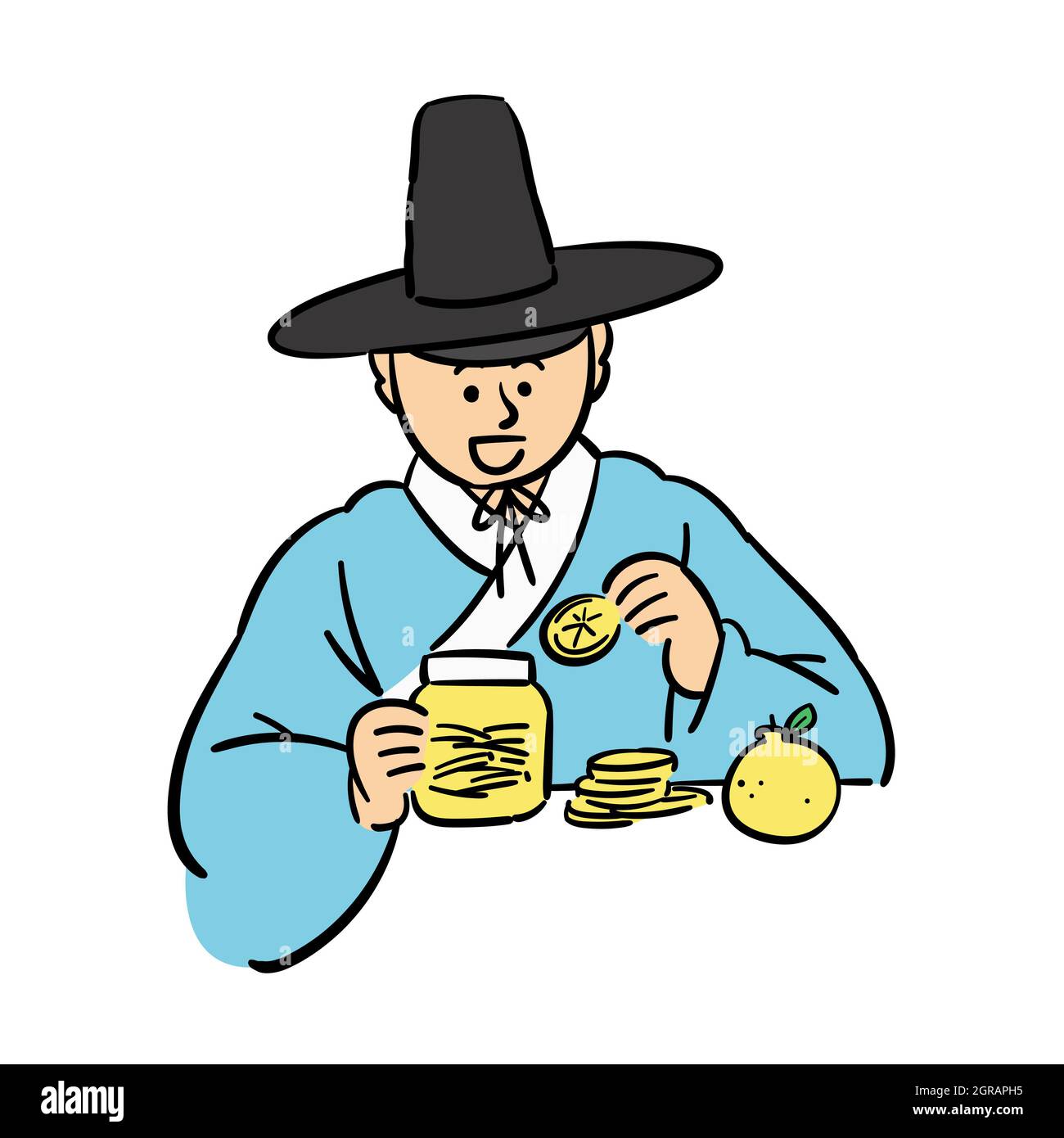 Seonbi, Korean scholar with Hanbok holding Goheung citron Stock Photo ...