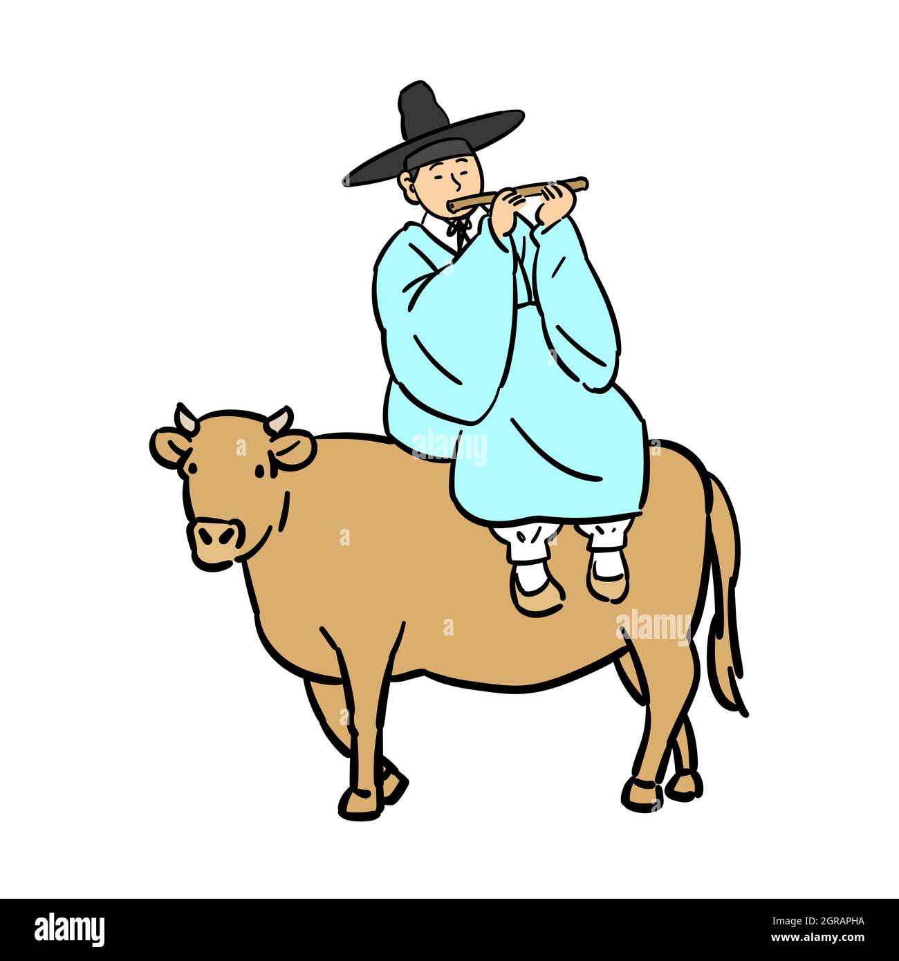 Seonbi, Korean scholar with Hanbok holding Hoengseong Korean beef Stock ...