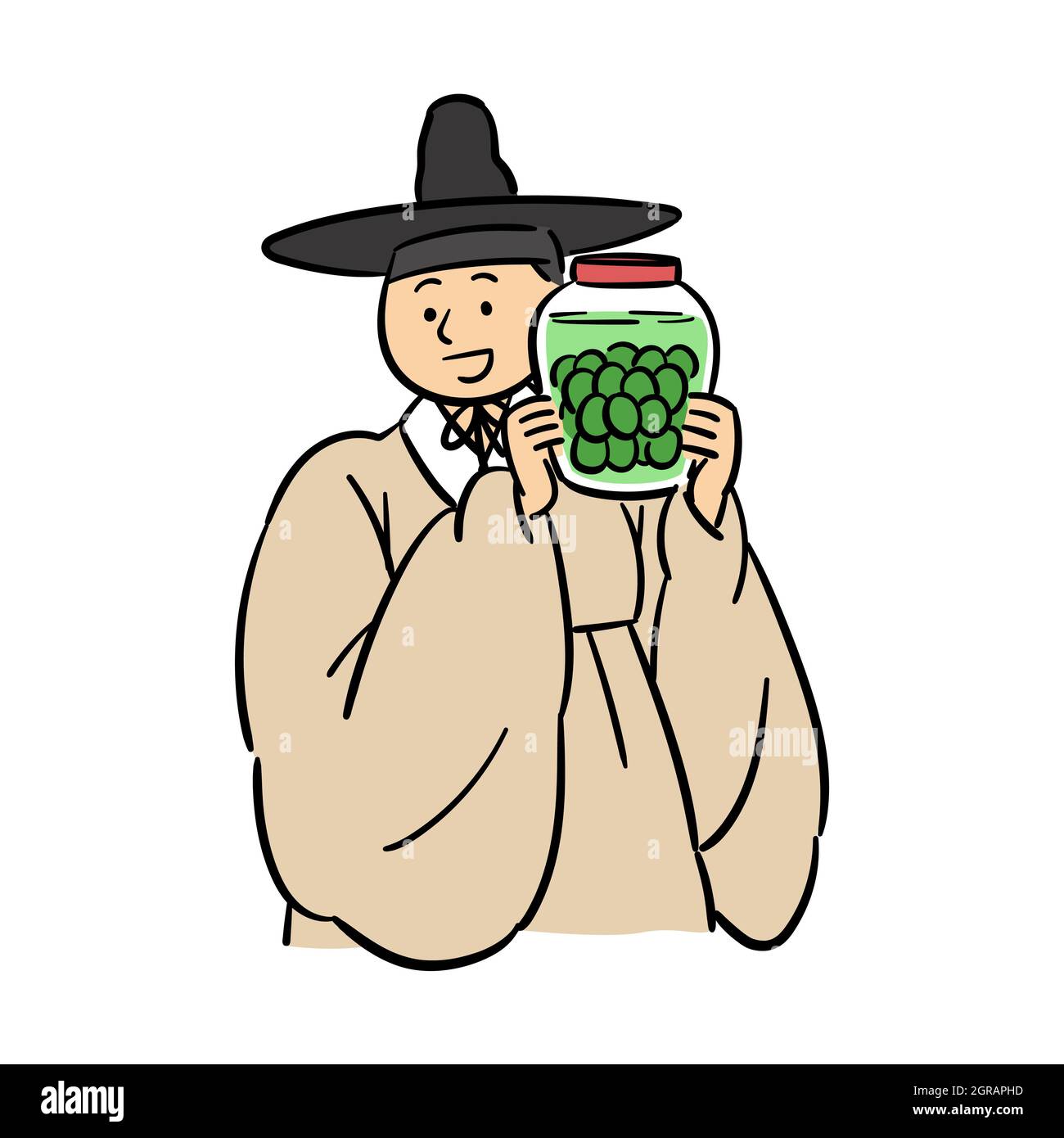 Seonbi, Korean scholar with Hanbok holding Gwangyang plum Stock Photo ...