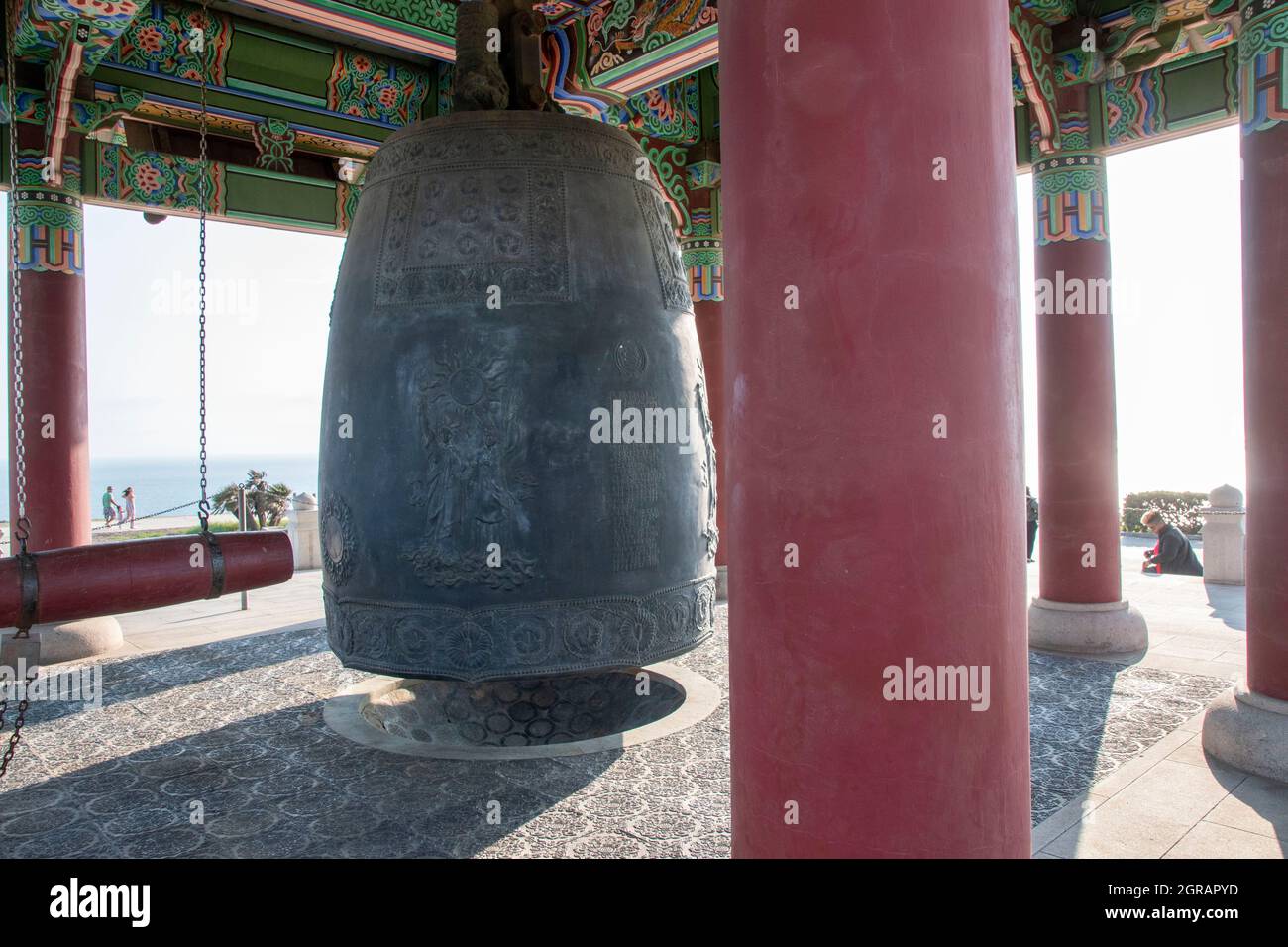 The Korean Friendship Bell sits on a cliff overlooking the Pacific ...
