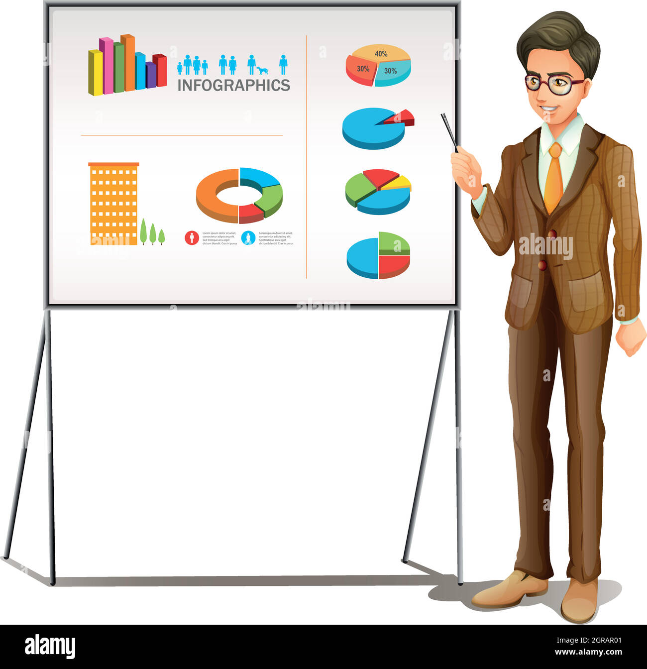 Graph on board person drawing Stock Vector Images - Alamy