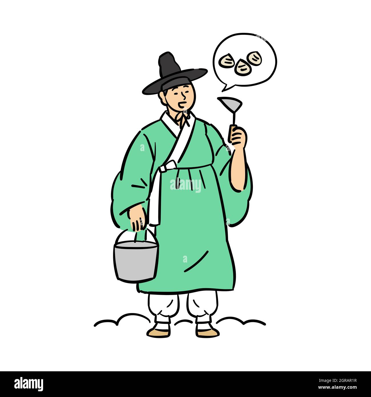 Seonbi, Korean scholar with Hanbok holding Dangjin clam Stock Photo - Alamy