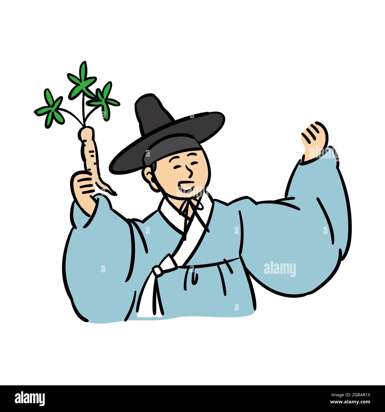 Seonbi, Korean scholar with Hanbok holding Hongcheon ginseng Stock ...