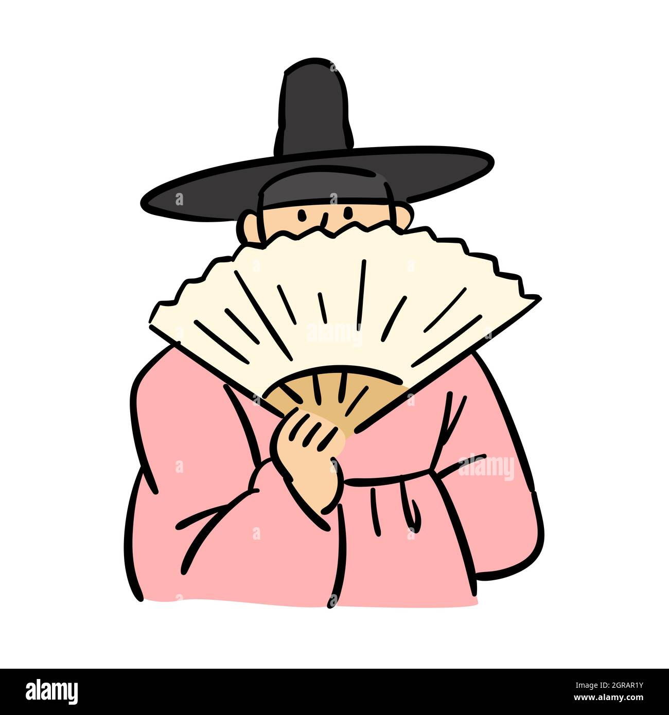 Seonbi, Korean scholar with Hanbok holding Jinju fan Stock Photo - Alamy