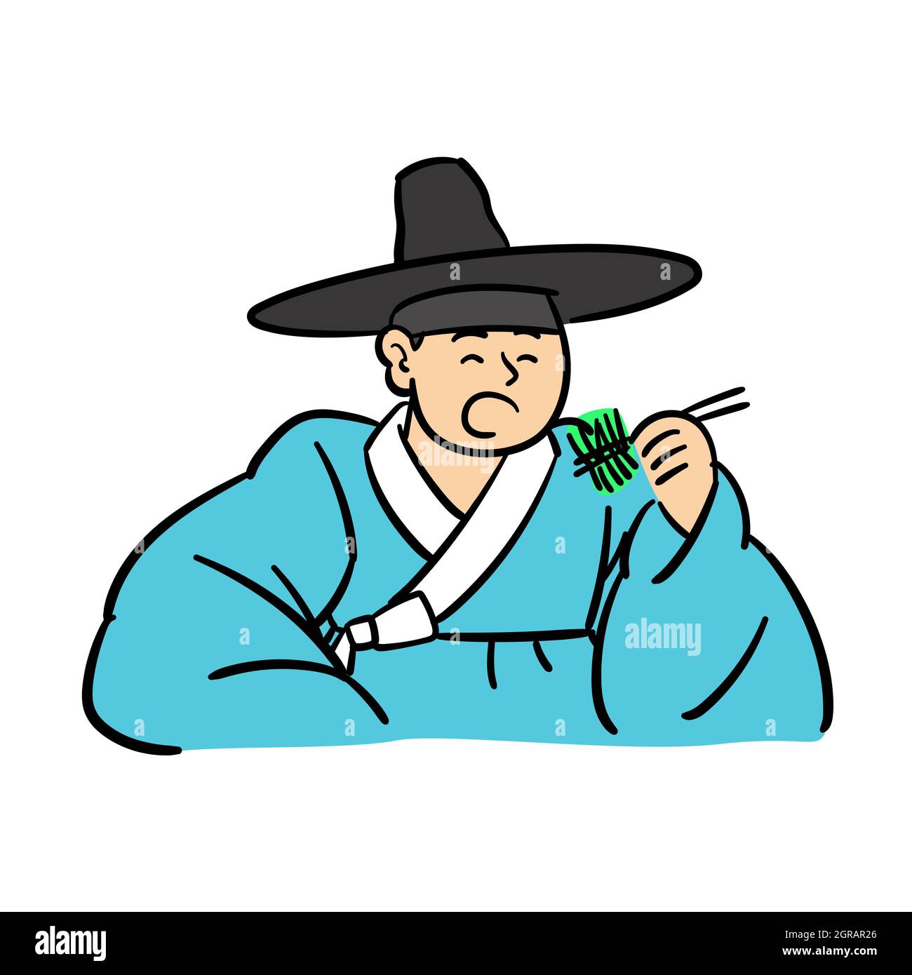 Seonbi, Korean scholar with Hanbok holding Yangju leek Stock Photo - Alamy