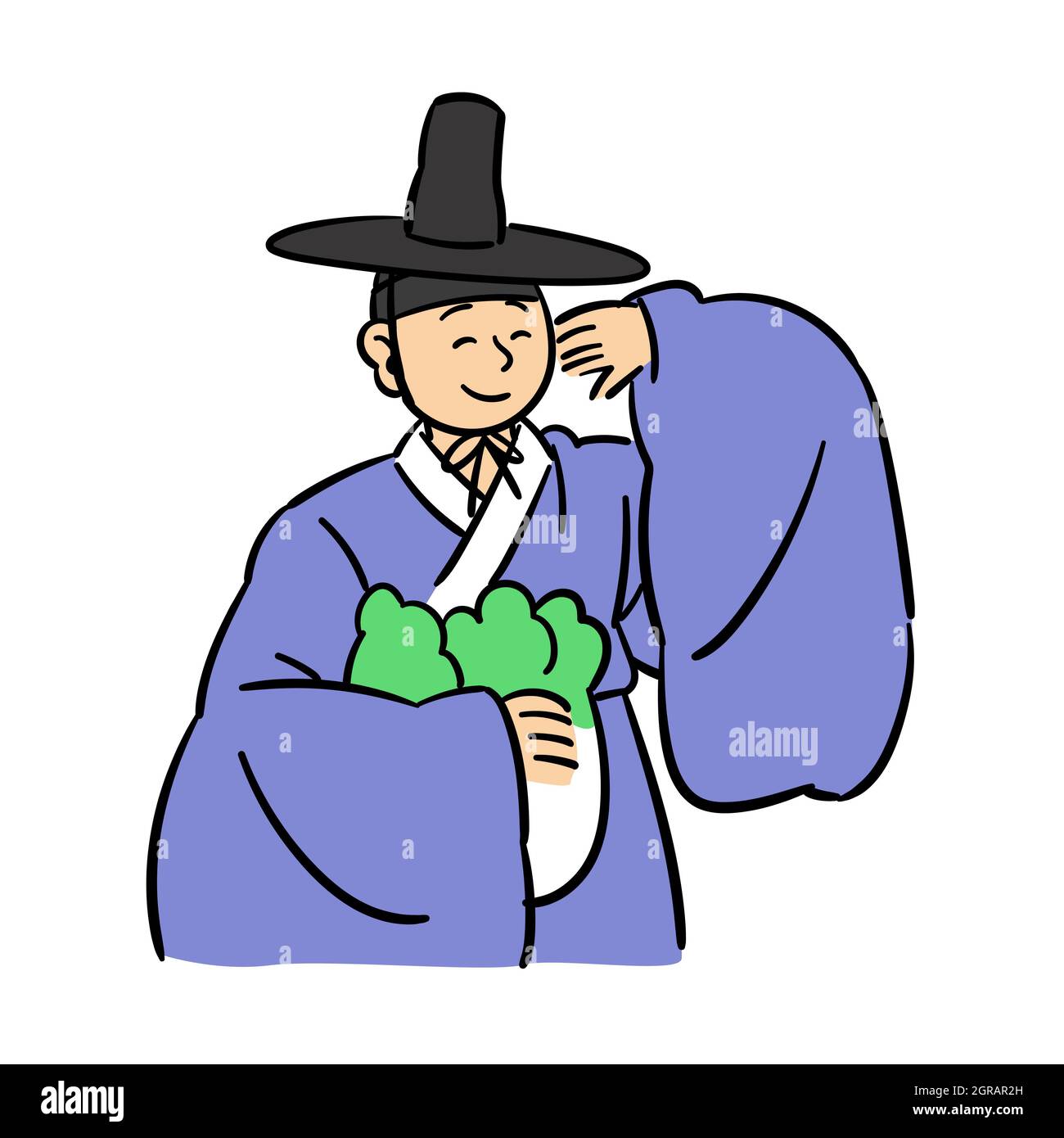 Seonbi, Korean scholar with Hanbok holding Haenam winter cabbage Stock ...