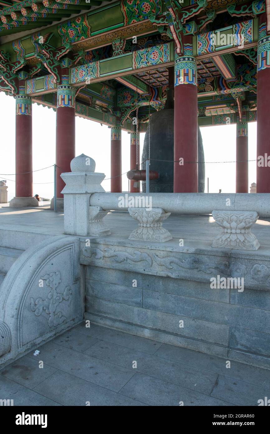 The Korean Friendship Bell sits on a cliff overlooking the Pacific ...