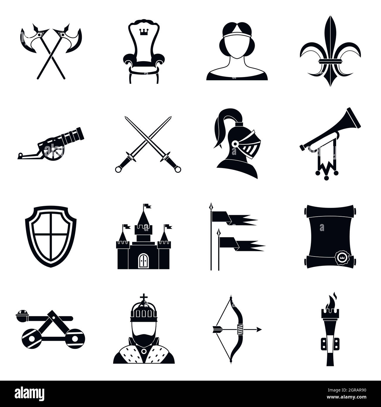 Knight Medieval Icons Set Simple Style Stock Vector Image And Art Alamy