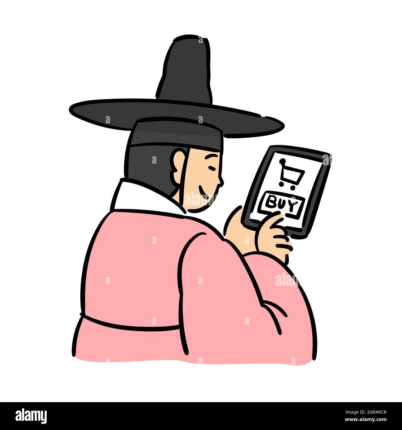 Seonbi, Korean scholar with Hanbok holding tablet device Stock Photo ...