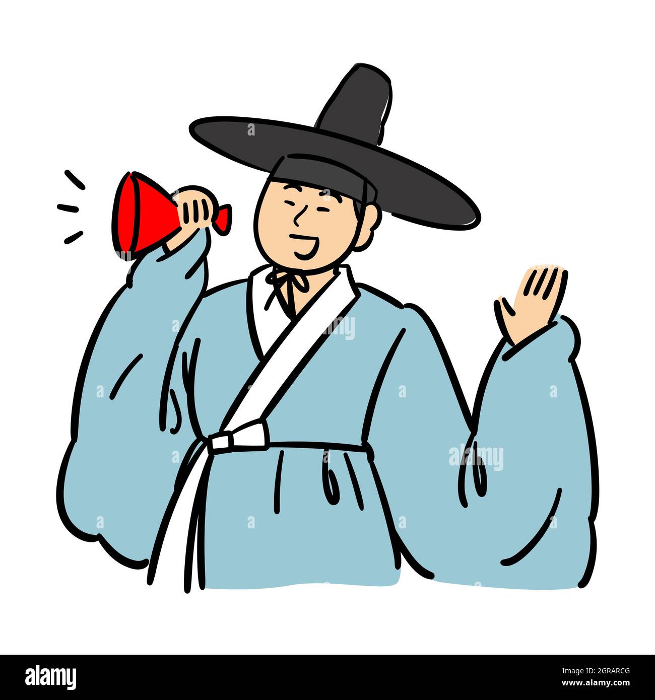 Seonbi, Korean scholar with Hanbok holding megaphone Stock Photo - Alamy