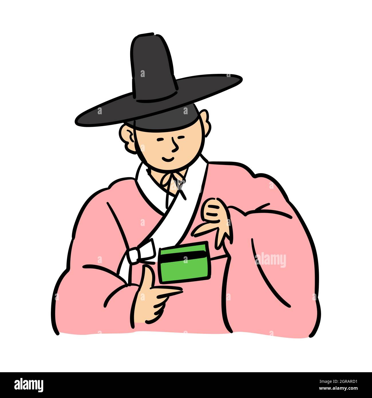 Seonbi, Korean scholar with Hanbok with credit card Stock Photo - Alamy