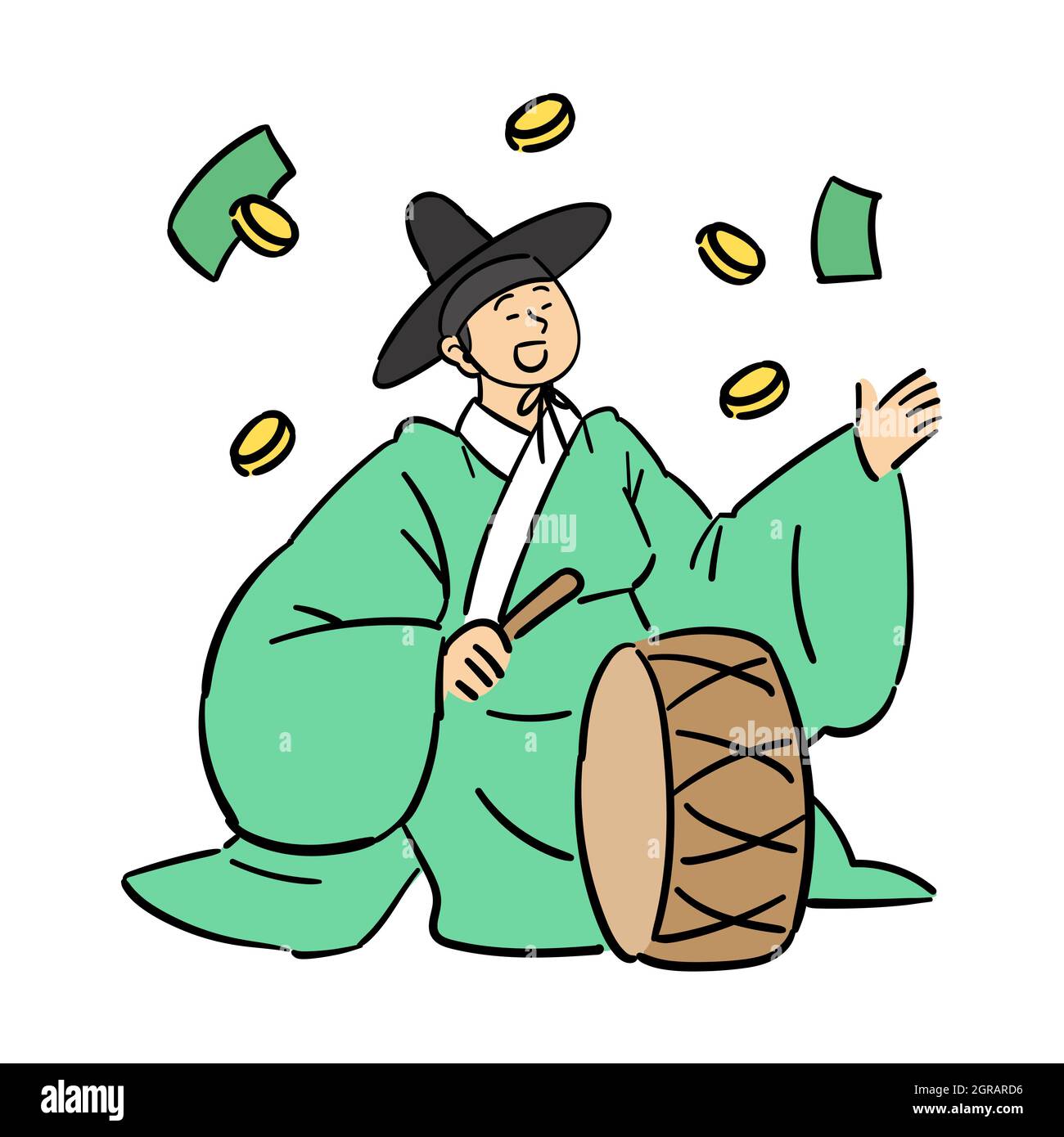 Seonbi, Korean scholar with Hanbok with drum, sale event concept Stock ...