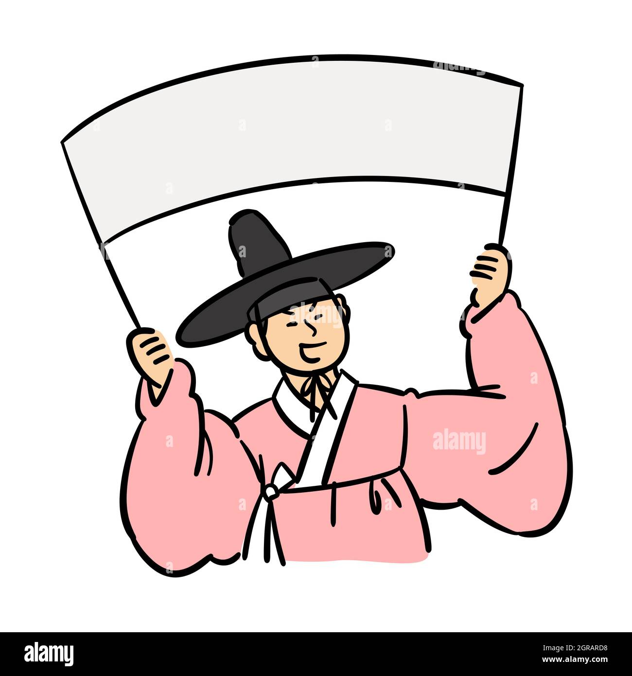Seonbi, Korean scholar with Hanbok holding placard Stock Photo - Alamy