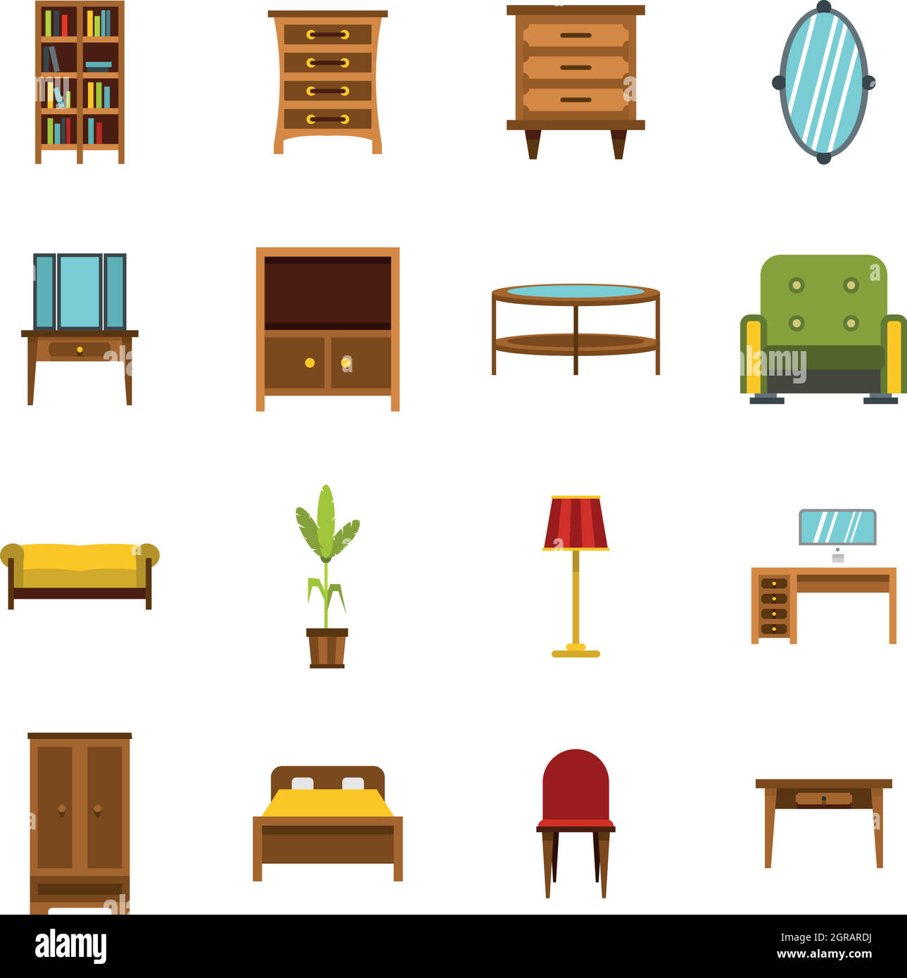Furniture icons flat set Cut Out Stock Images & Pictures - Alamy