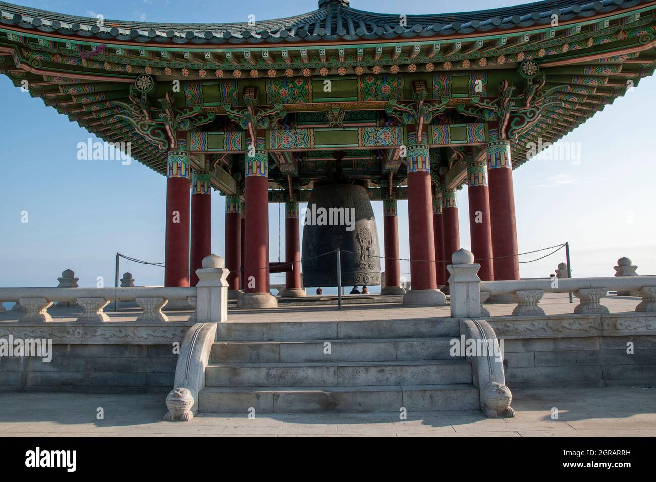 The Korean Friendship Bell sits on a cliff overlooking the Pacific ...