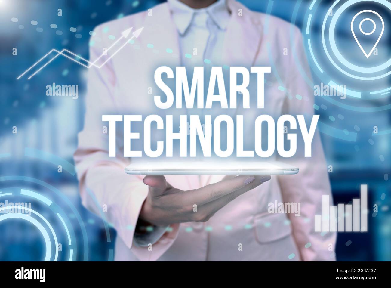 Text sign showing Smart Technology. Business concept used to protect and prevent errors in hard ...