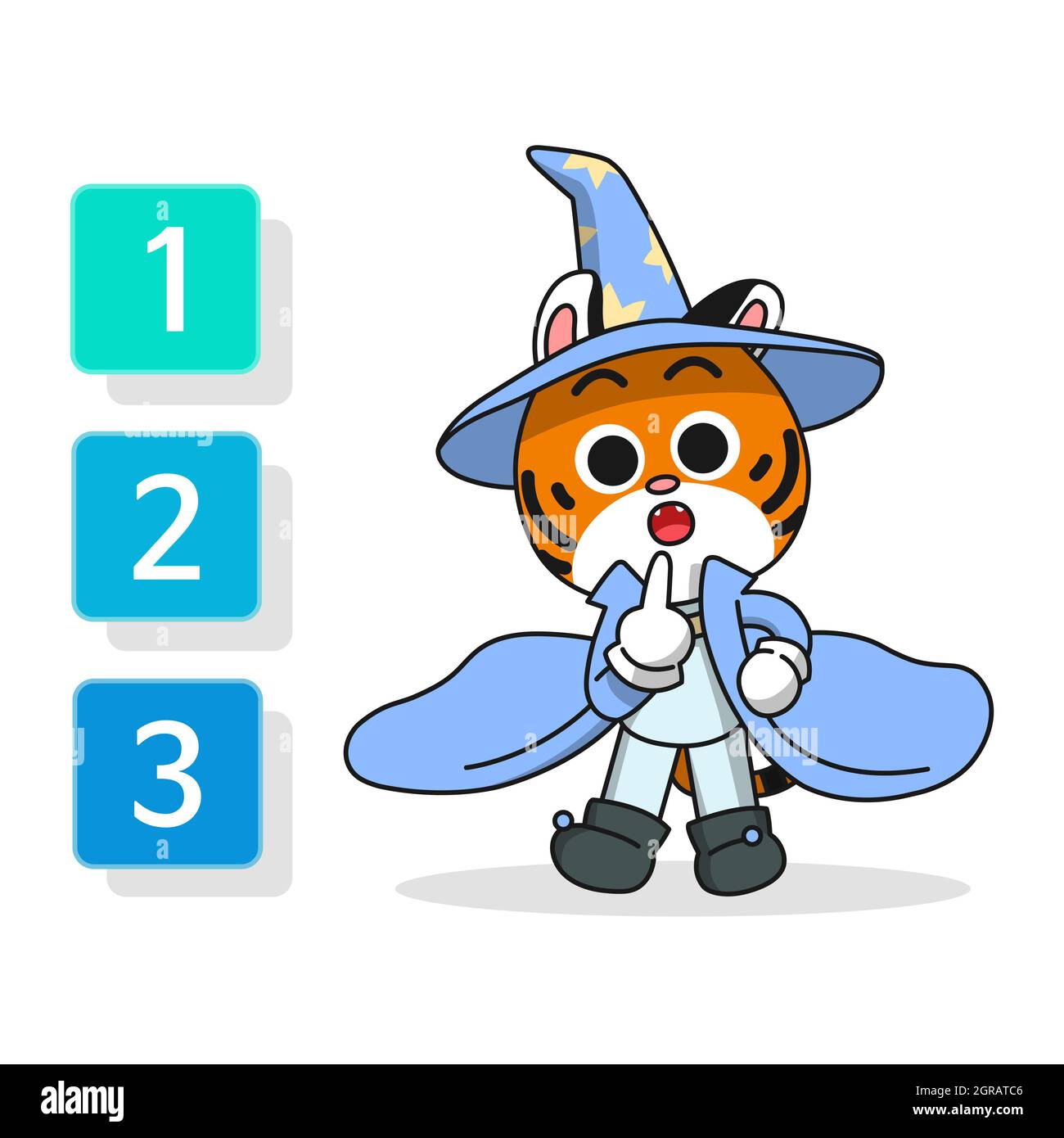 magician tiger character, child education concept Stock Photo - Alamy