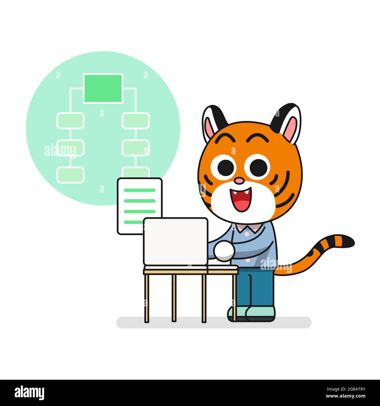 studying tiger character, child education concept Stock Photo - Alamy