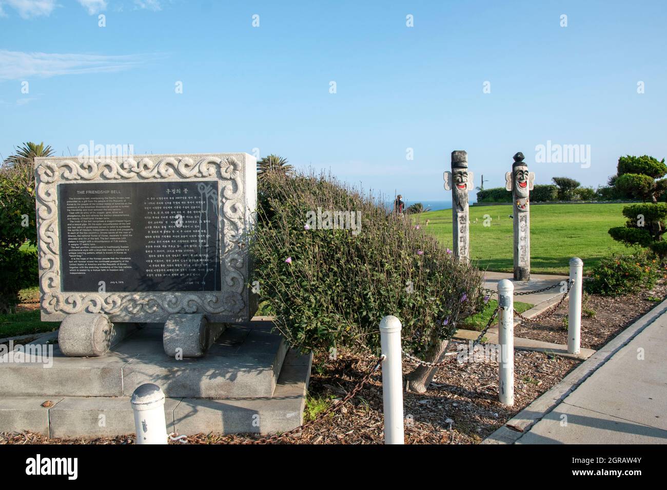 The Korean Friendship Bell sits on a cliff overlooking the Pacific ...