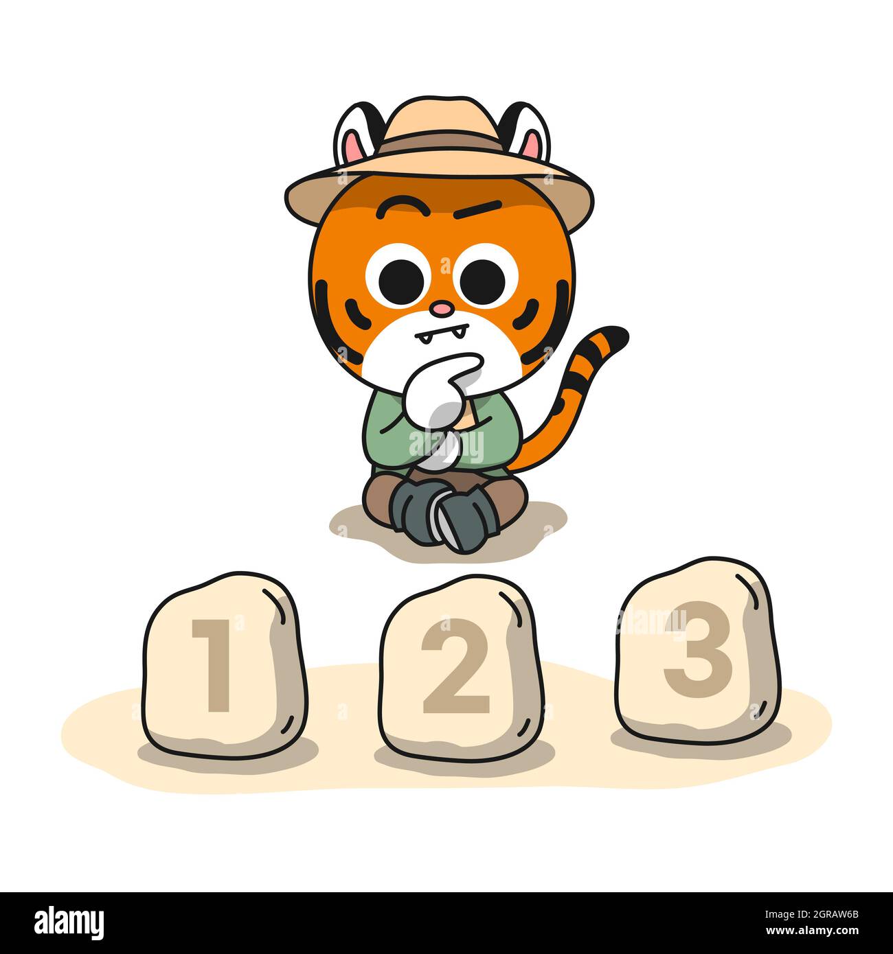adventurer tiger character, child education concept Stock Photo - Alamy