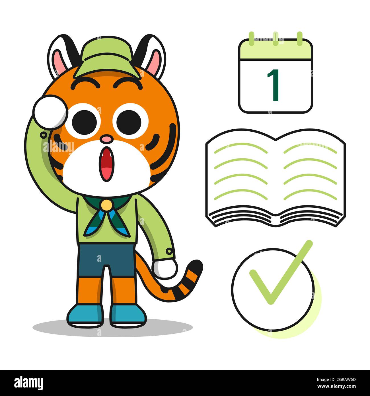 adventurer tiger character, child education concept Stock Photo - Alamy